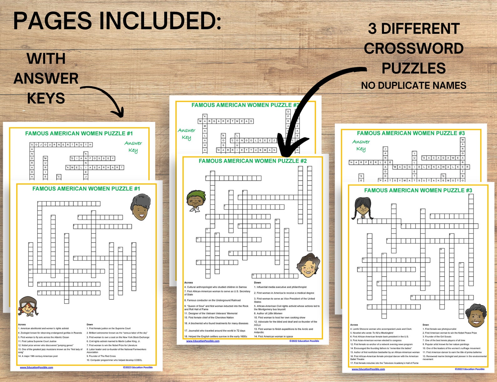 Famous American Women Puzzles and Games - 76 Different Women Included ...