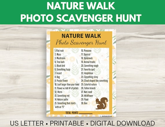 Nature Walk Photo Scavenger Hunt Printable Games Outdoor | Etsy