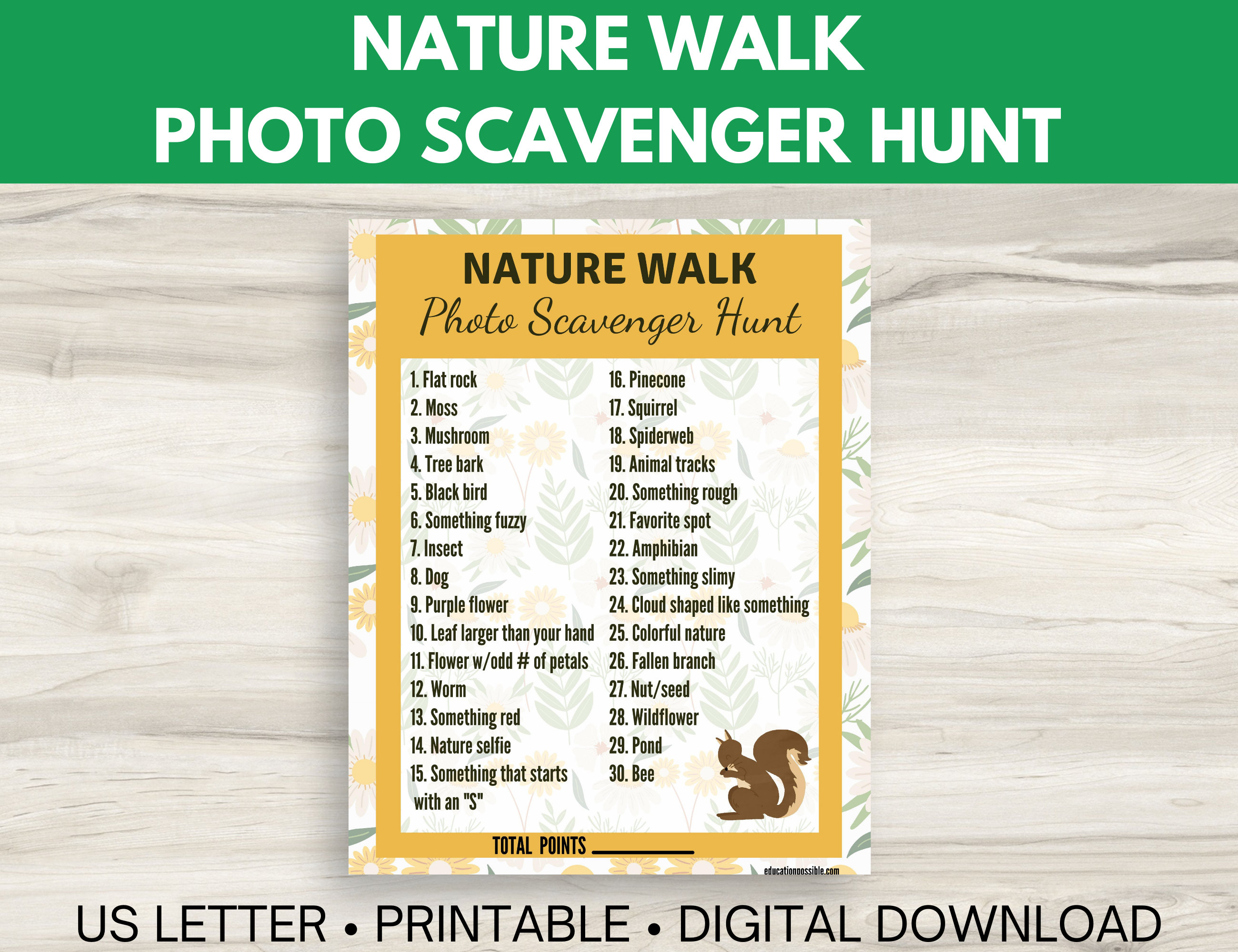 Nature Walk Photo Scavenger Hunt - Printable Games - Outdoor Activity ...