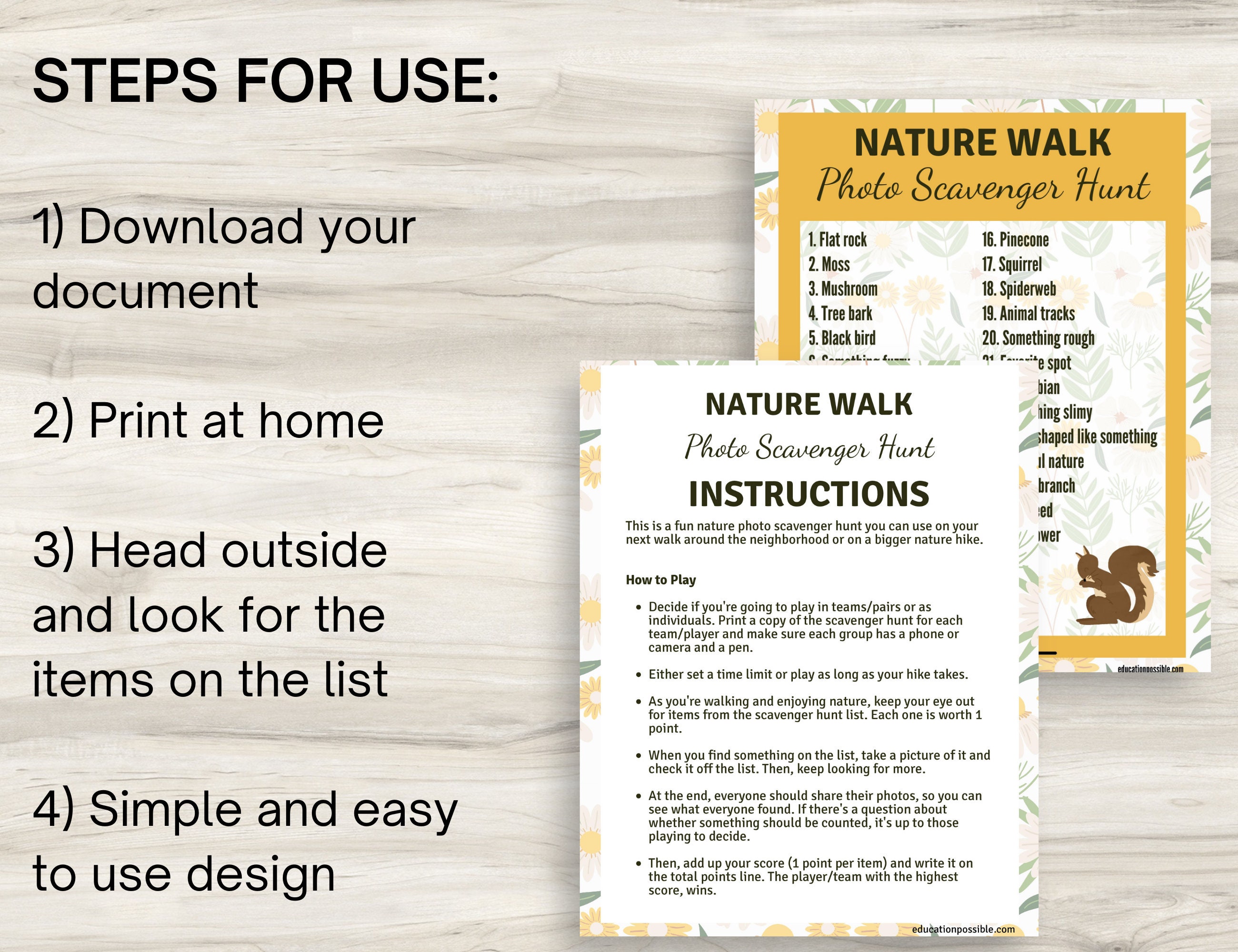 Nature Walk Photo Scavenger Hunt - Printable Games - Outdoor Activity ...