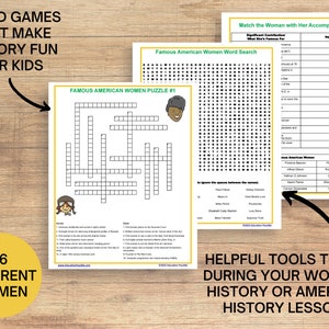 Famous American Women Puzzles and Games - 76 Different Women Included ...