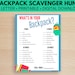 Backpack Scavenger Hunt - Printable Games - Fun Activity for Kids ...