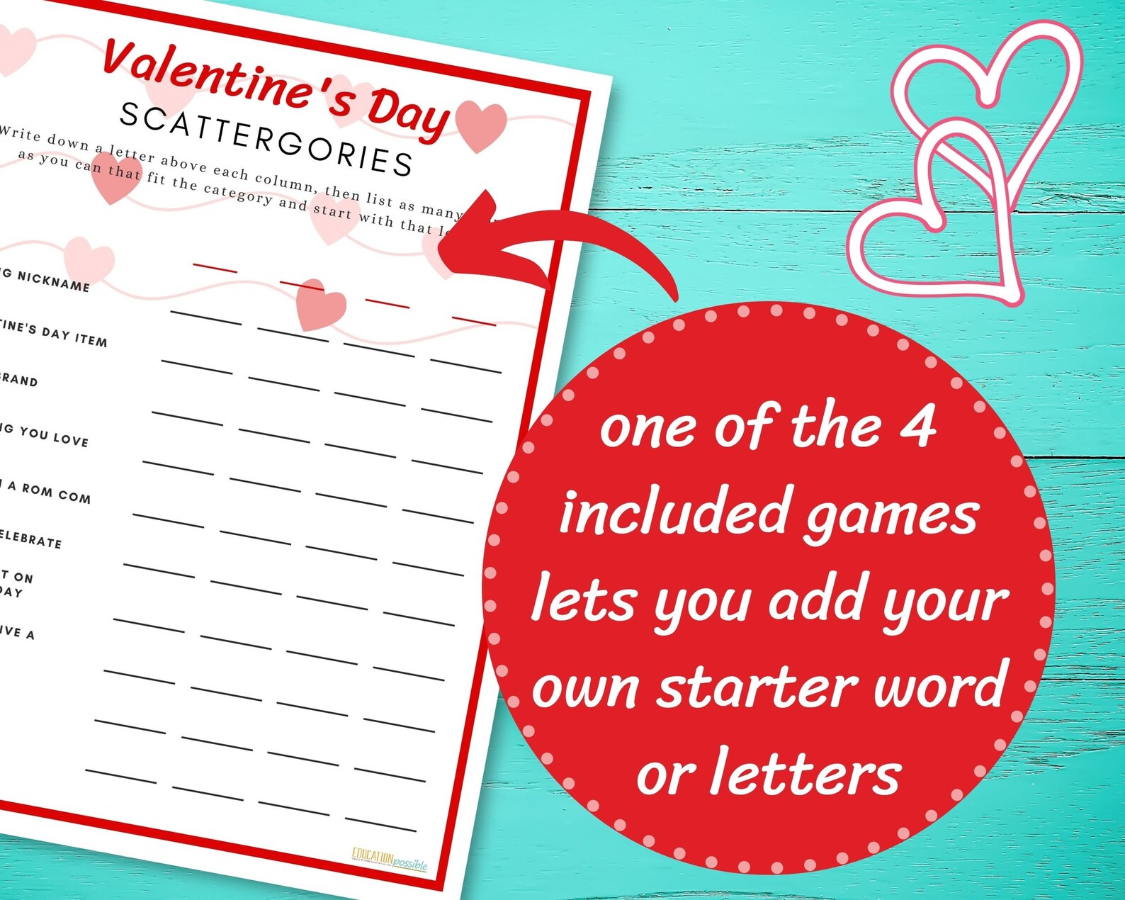 Valentine's Day 4 Game Scattergories Bundle - Galentine's Day ...
