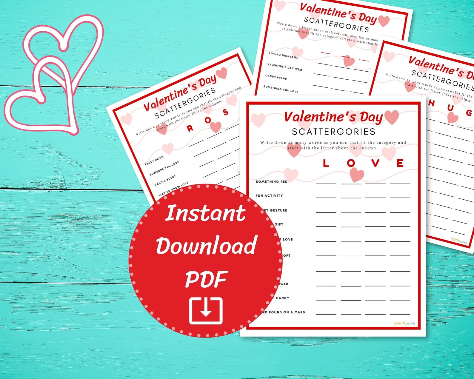 Valentine's Day 4 Game Scattergories Bundle - Galentine's Day ...