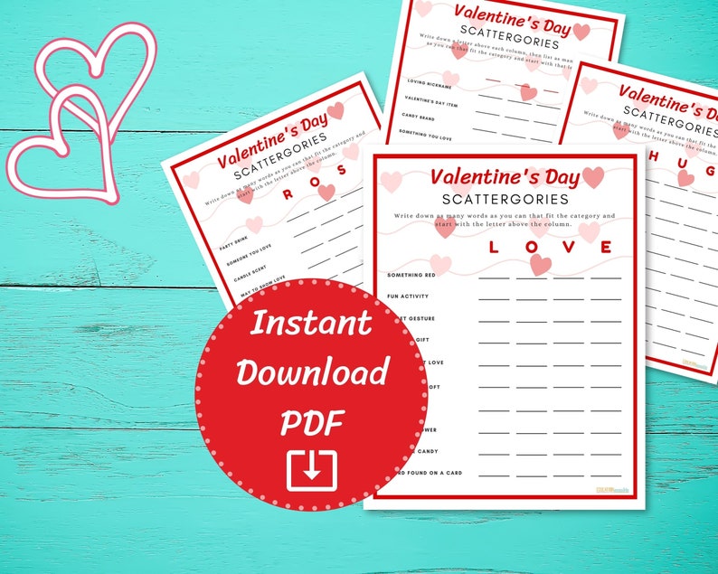 Valentine's Day 4 Game Scattergories Bundle - Galentine's Day ...