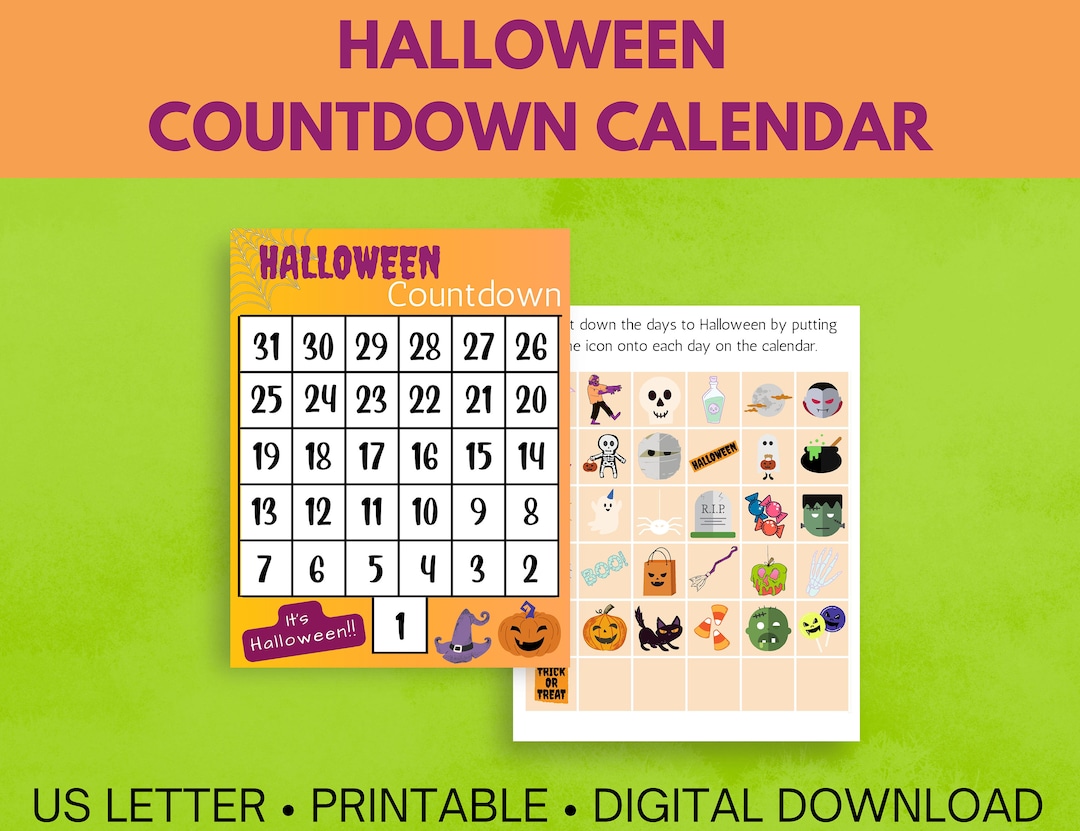 Printable Halloween Countdown - INSTANT DOWNLOAD - Halloween Advent ...