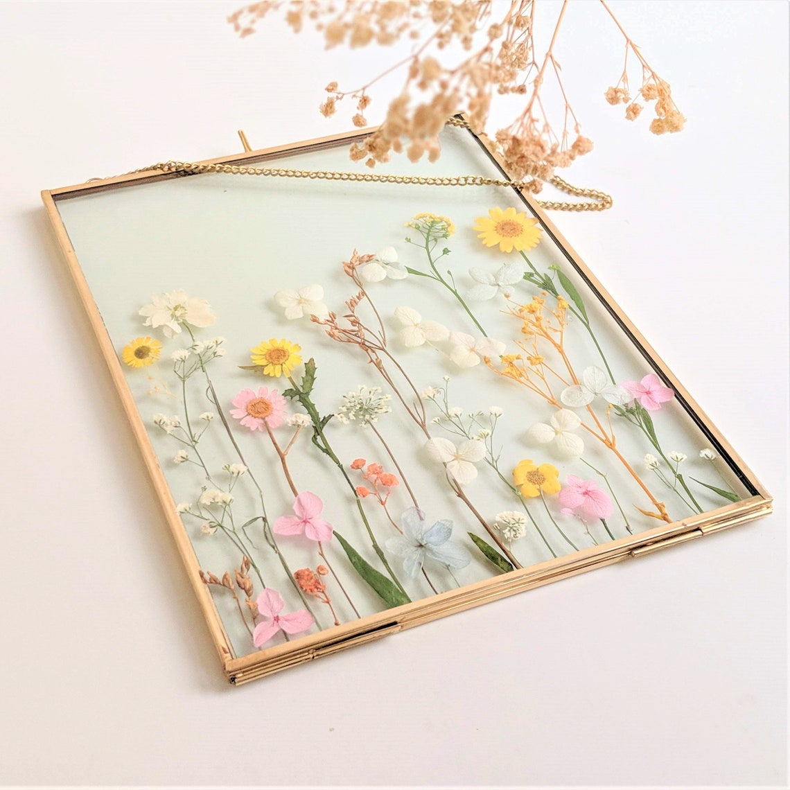 Pressed Flower Frame Pressed Flower Art Dry Flower Art Pressed - Etsy
