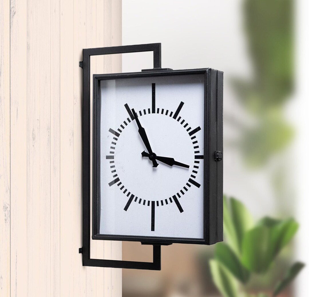 Double Sided Station Wall Clock: Industrial Loft Decor - Etsy