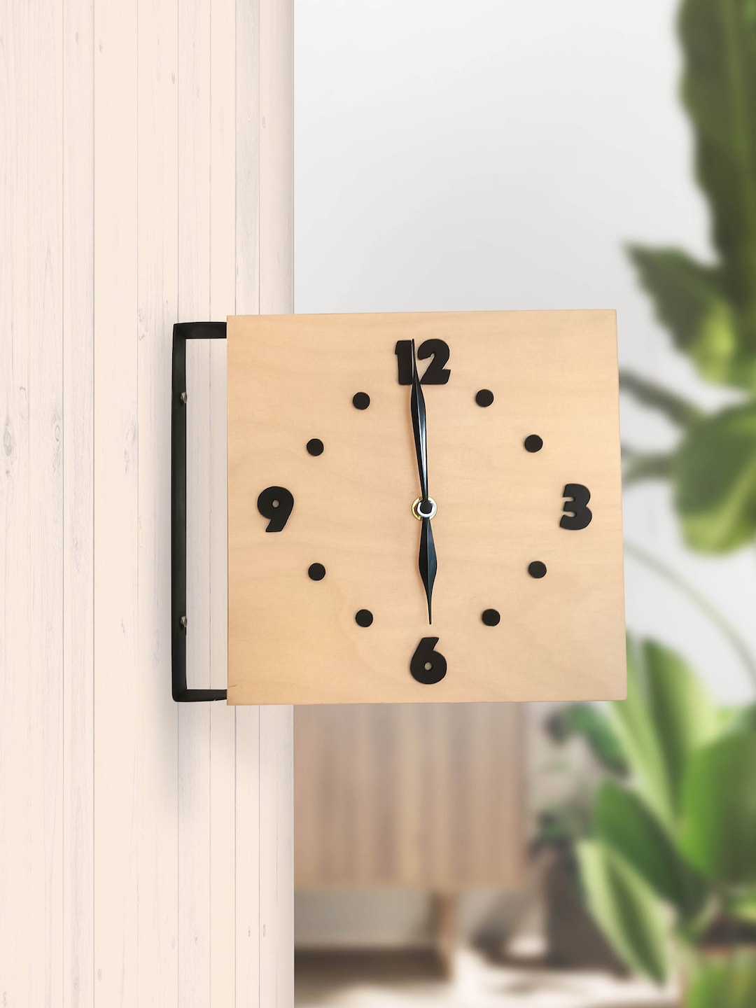 Wooden Double-sided Clock in the Boho-natural Style - Etsy