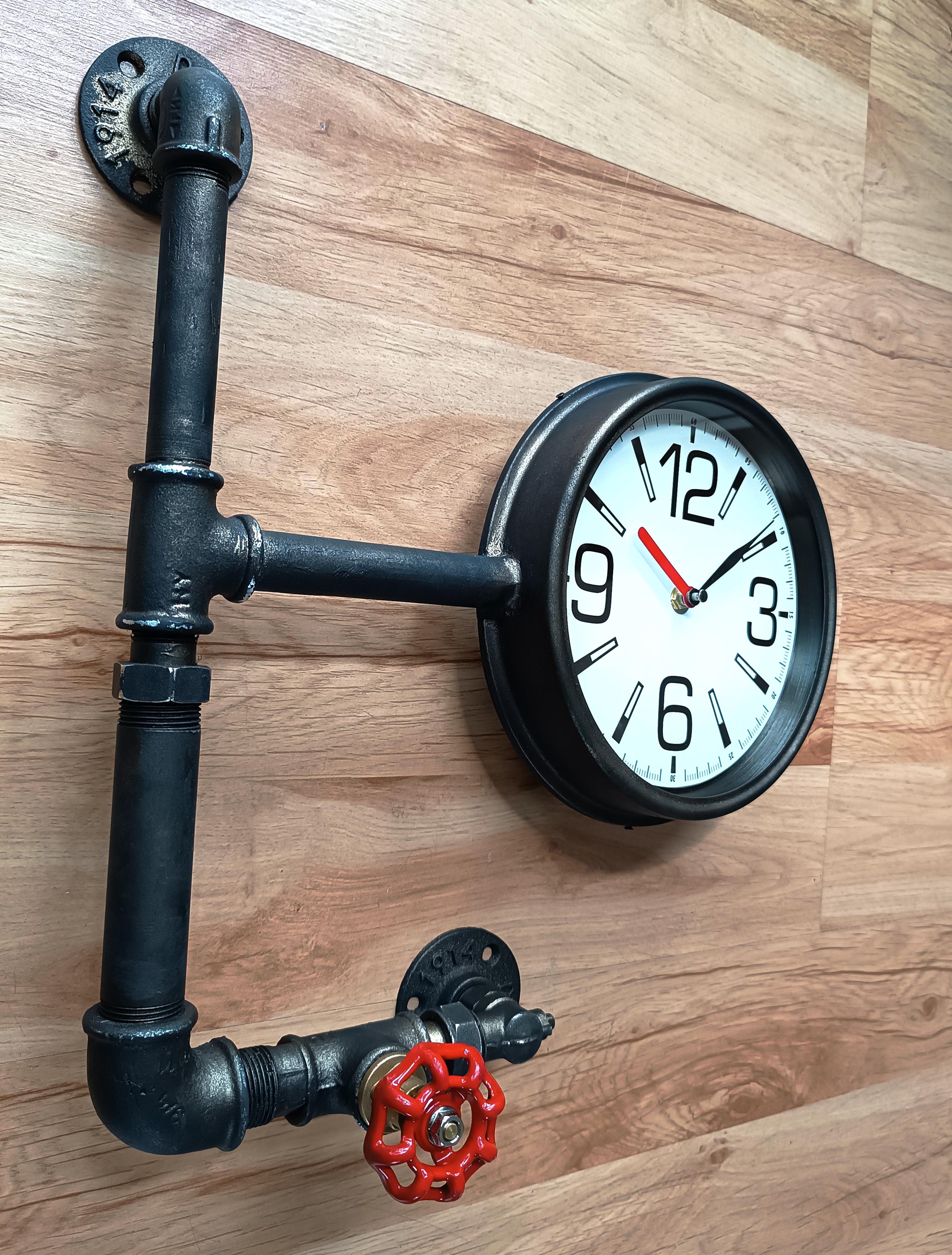 Industrial Clock, Made of Steel Pipes, Wall Clock, Quiet - Etsy