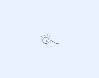 Small Minimalist Sun and Wave Semi-permanent Tattoo set of 2 - Etsy