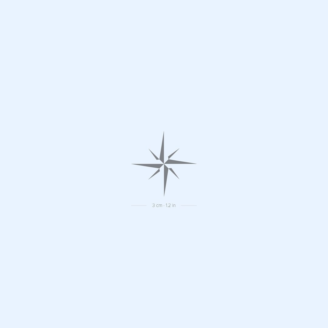 Minimalist Compass Rose Semi-permanent 2-week Tattoo set of 2 - Etsy