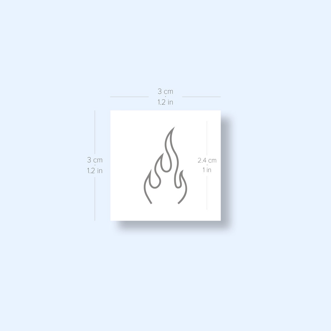 Small Minimalist Fire Flame Semi-permanent 2-week Tattoo set - Etsy
