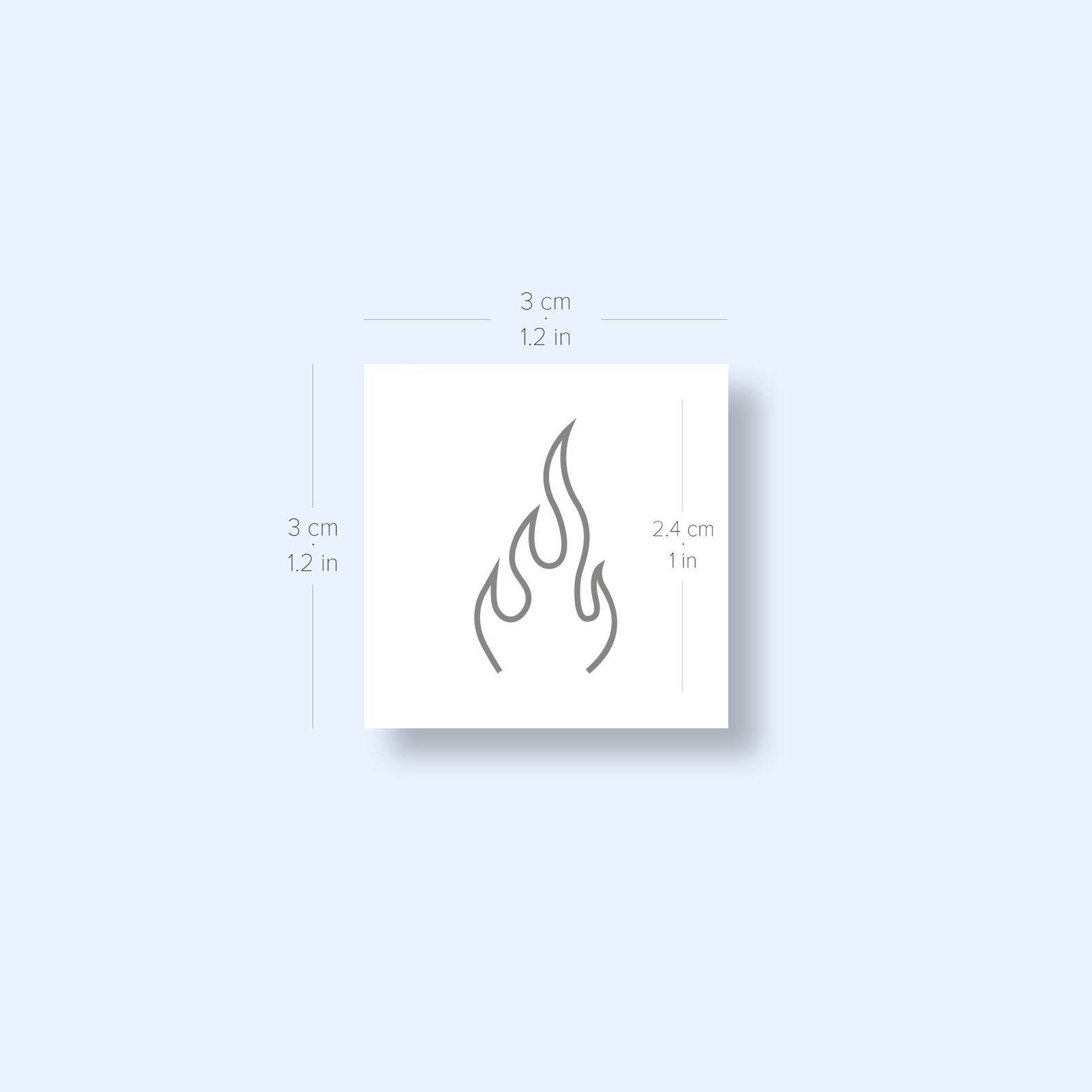 Small Minimalist Fire Flame Semi-permanent 2-week Tattoo set - Etsy