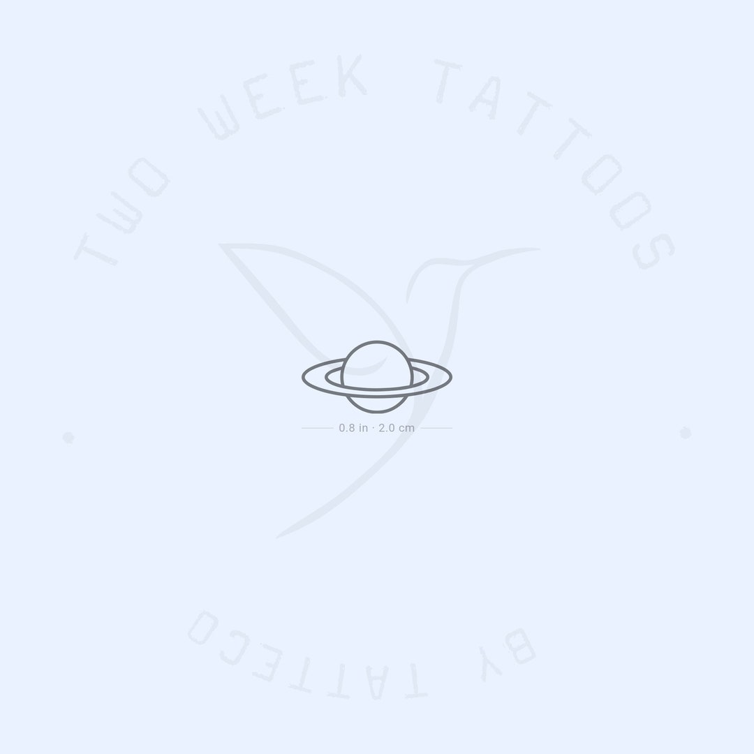 Minimalist Fine Line Saturn Semi-permanent 2-week Tattoo set - Etsy