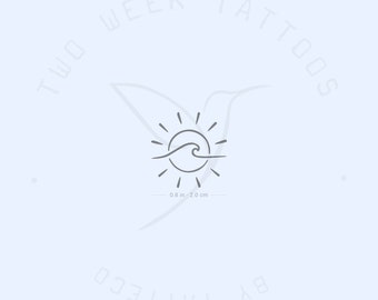 Small Minimalist Sun and Wave Semi-permanent Tattoo set of 2 - Etsy