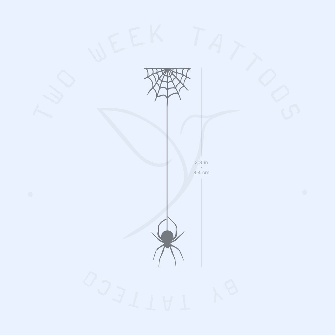 Spiderweb Hanging Spider Semi-permanent Tattoo set of 2 - Etsy