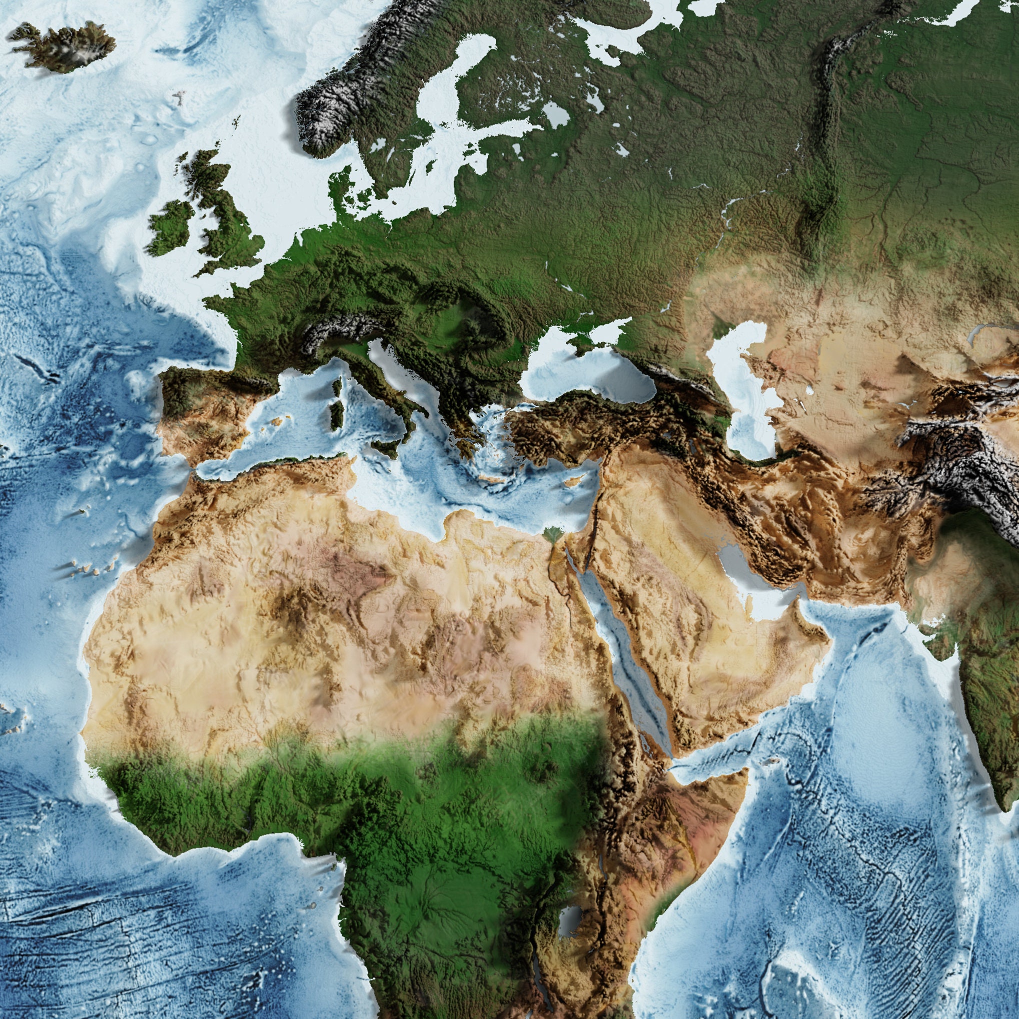 Earth - Topographic Relief Map Print - Etsy