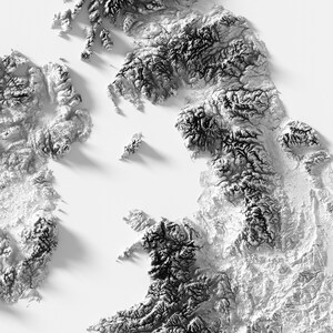 British Isles Topographic Relief Map Print - Etsy