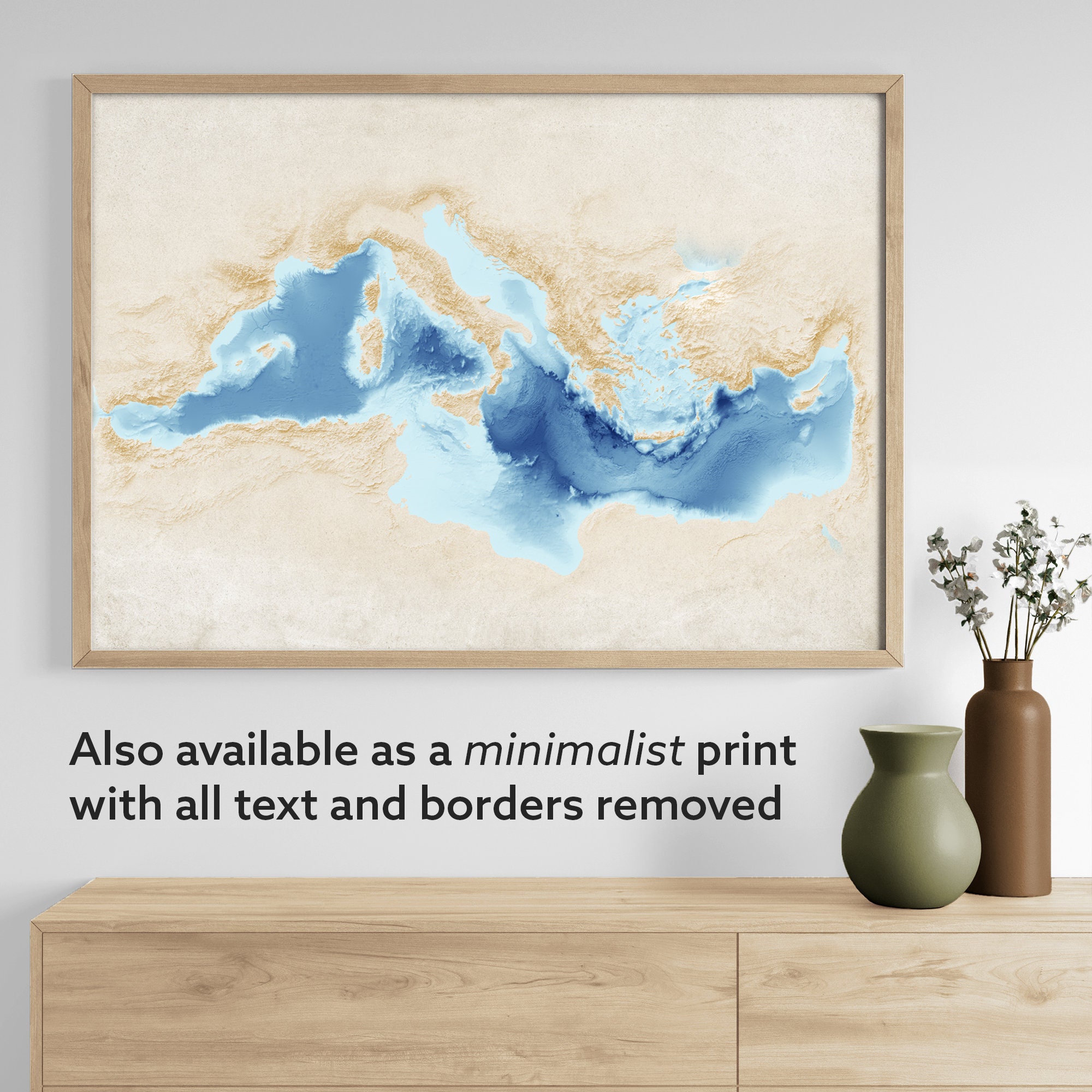 Mediterranean Sea Map Print: Bathymetry & Topography Art - Etsy