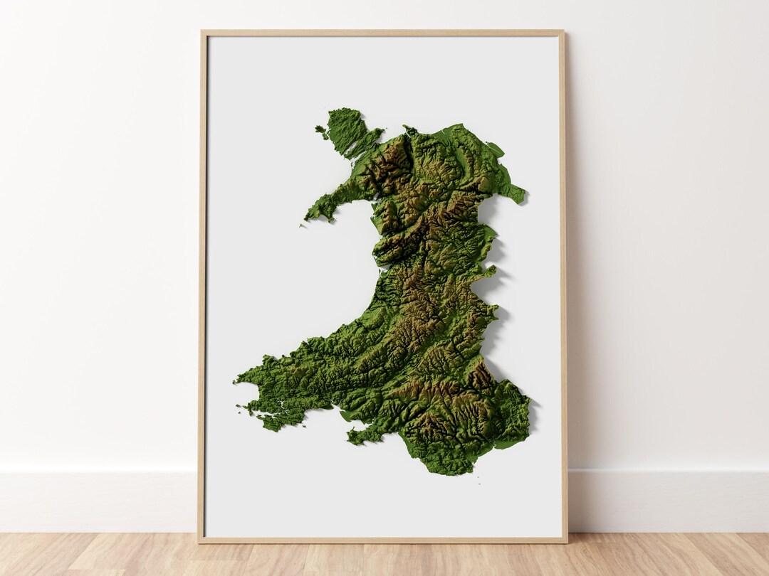 Wales - Topographic Relief Map Print - Etsy
