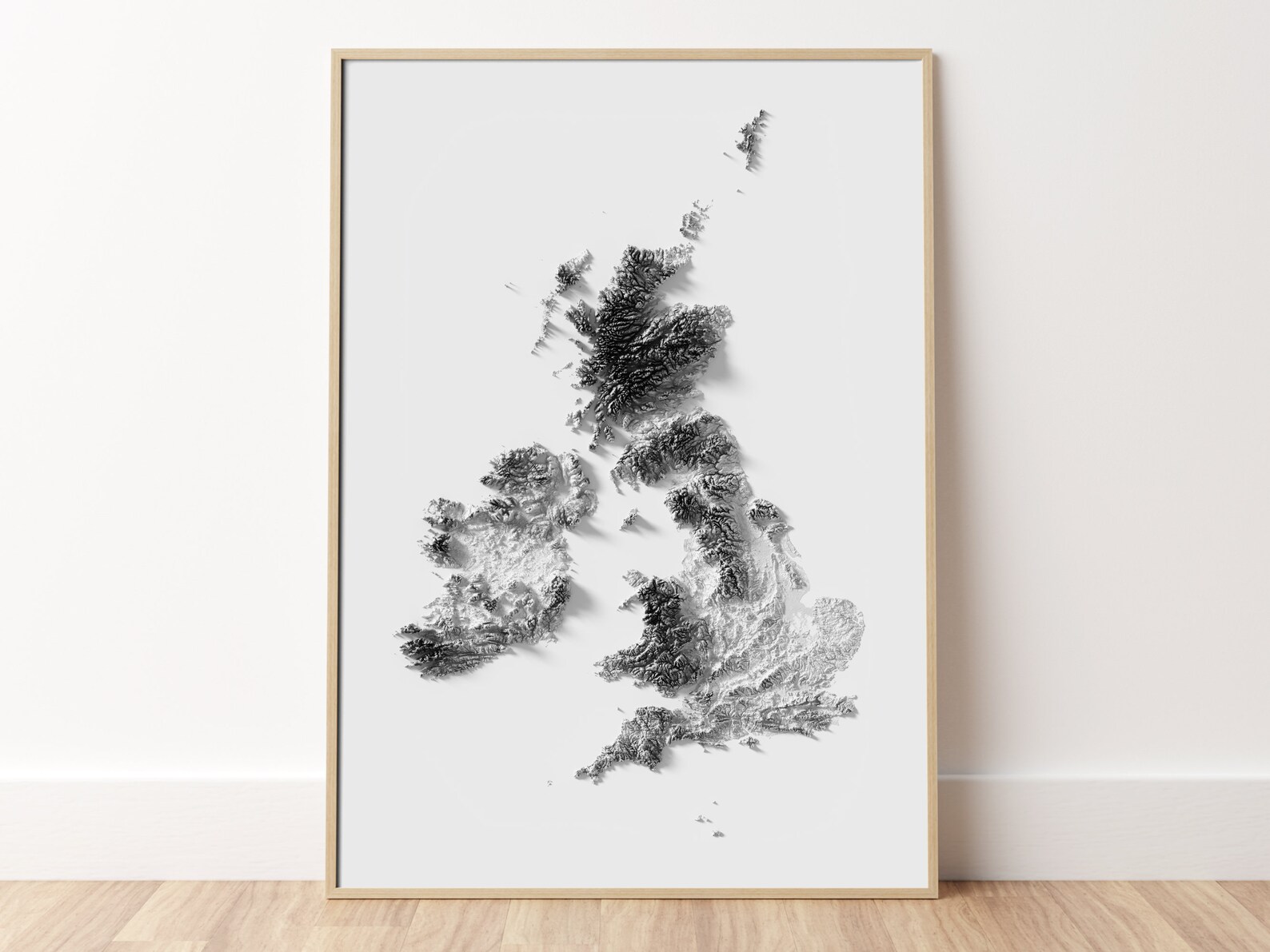 British Isles Topographic Relief Map Print - Etsy