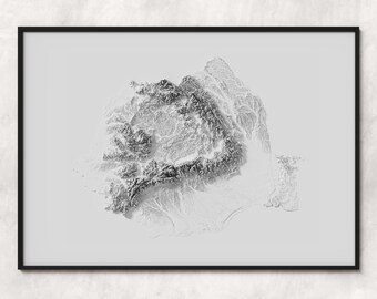 Tuscany italy Topographic Map of 1935 2D Poster Shaded Relief Map, Fine ...