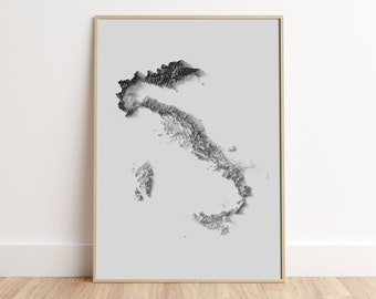 Italy Topographic Map of 1922 2D Poster Shaded Relief Map, Fine Art ...