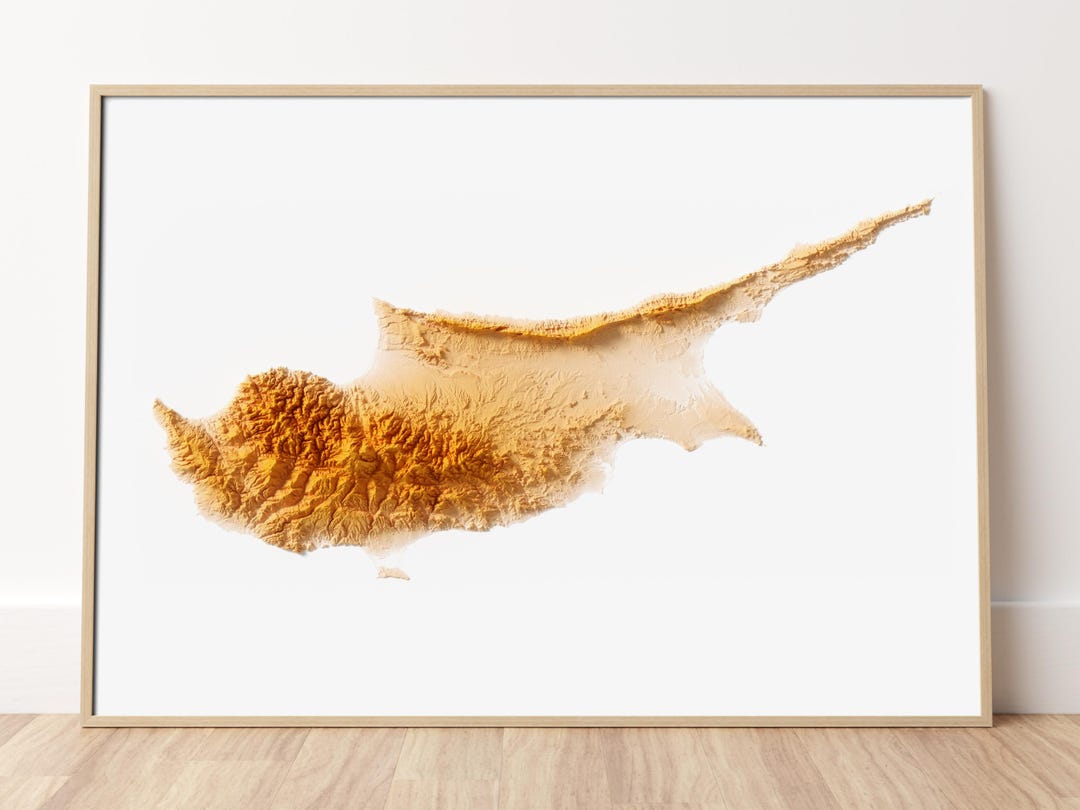 Cyprus - Topographic Relief Map Print - Etsy