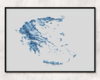 Relief Map of Greece - Etsy
