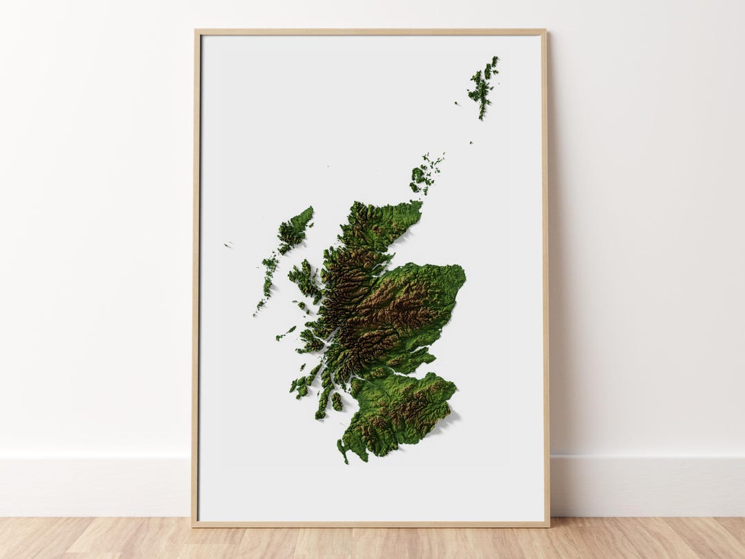 Scotland - Topographic Relief Map Print - Etsy