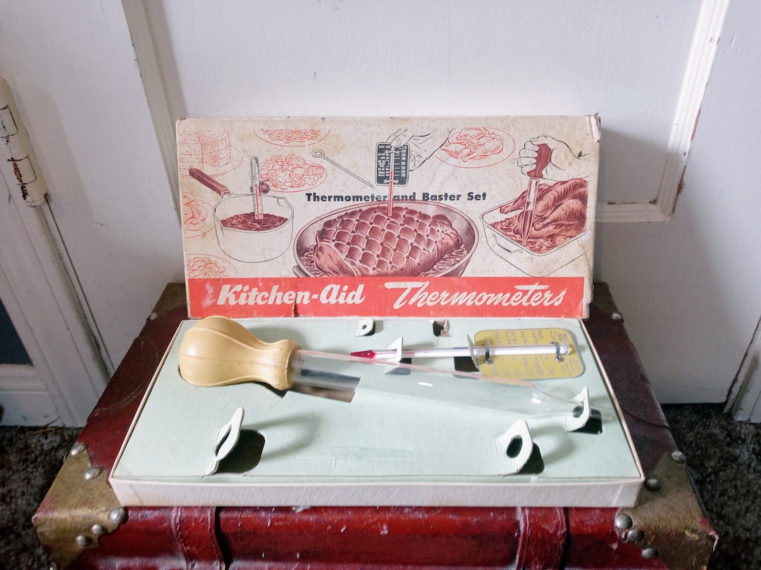 Vintage 1950s Midcentury Kitchen Aid Thermometer and Baster Glass Tool ...