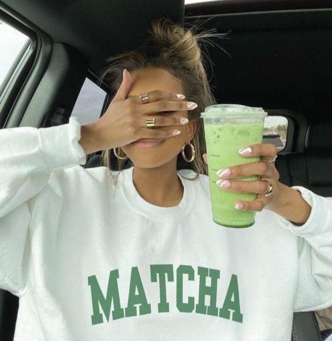 Matcha Sweatshirt - Matcha Latte Aesthetic Crewneck, Green Tea Lover ...