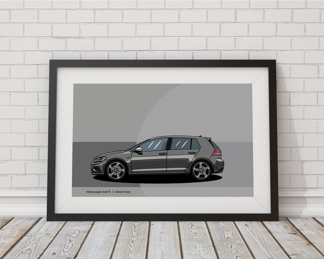 VW Golf R 5-door Hatchback Poster - Hand-illustrated Sports Car Poster ...