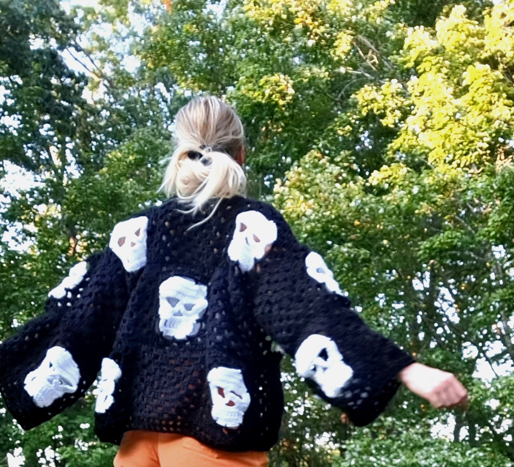 Crochet, Granny Square, Black Skeleton, Cardigan, Sweater, Tic Tok ...