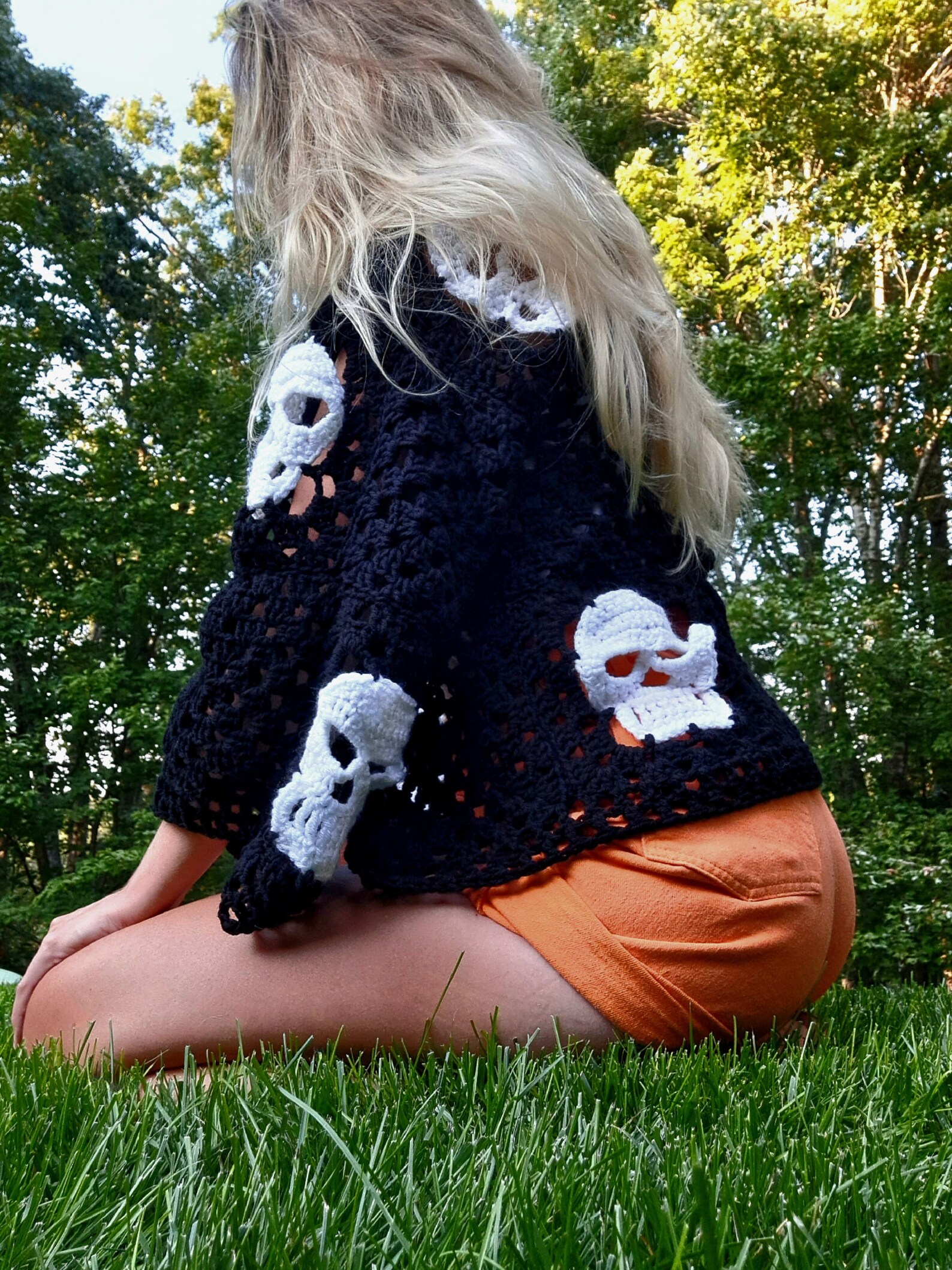 Crochet, Granny Square, Black Skeleton, Cardigan, Sweater, Tic Tok ...