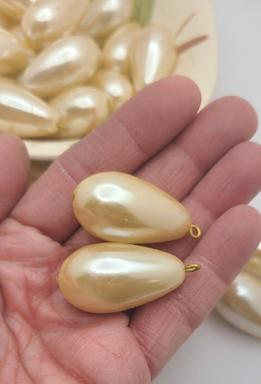Large Teardrop Cream Pearl Pendant ~ Large Teardrop Pearl Charm ...