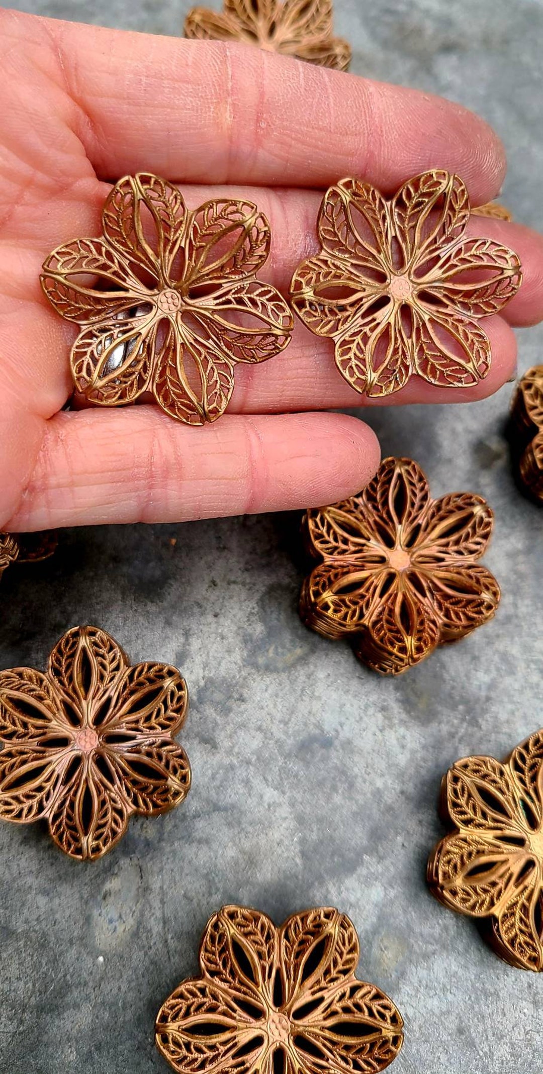 Miriam Haskell Filigree Flowers ~ Light Copper Patina on Brass ...