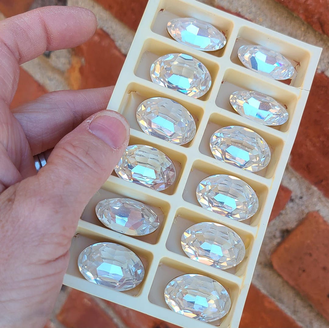 Swarovski 4120, 25mm X 18mm, Oval Crystal, Clear, Gold Foiled Back; NIB ...