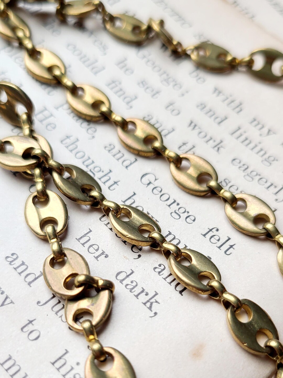 Puffed Anchor Mariner Link Chain ~ SOLID Brass Chain ~ Unique Unisex ...
