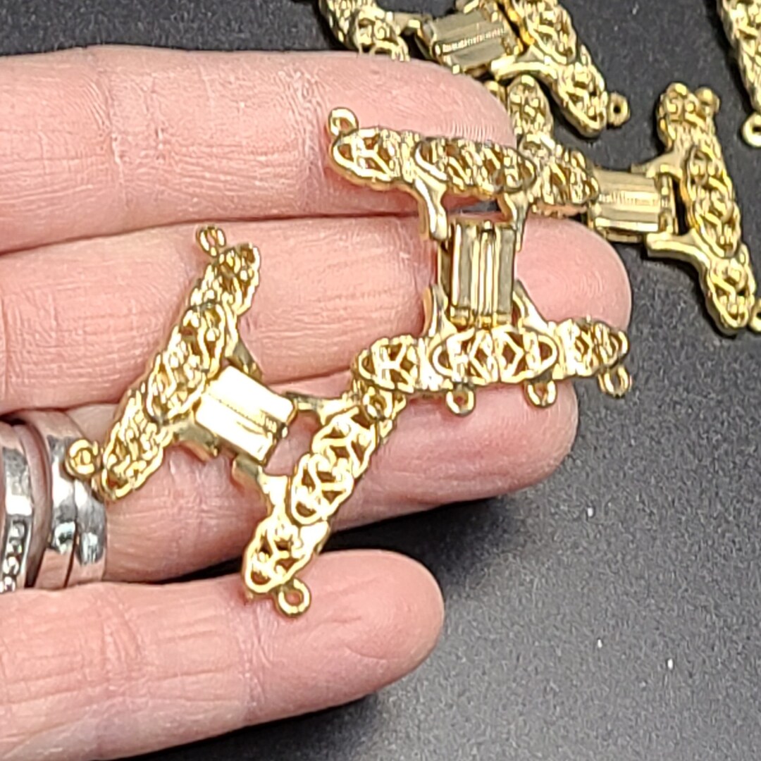 Goldtone Double Strand Fold Over Alligator Clasp, 2 Strand Silver Clasp ...