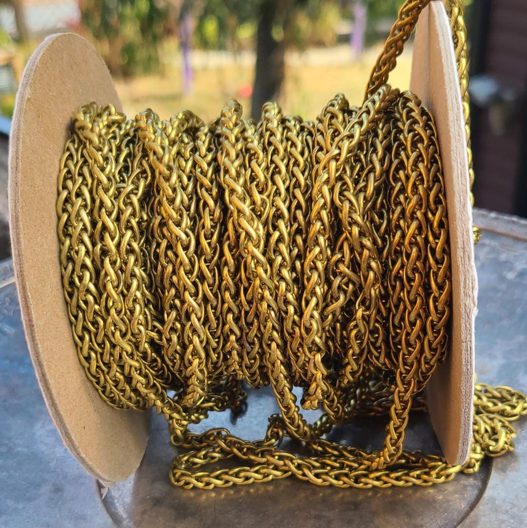 4mm Vintage Brass or Copper Wheat Spiga Chain - Excellent Condition ...