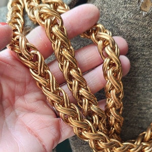 Vintage Gold Braided Wheat Chain ~ Thick 1/2" Goldplated Brass Chain ...