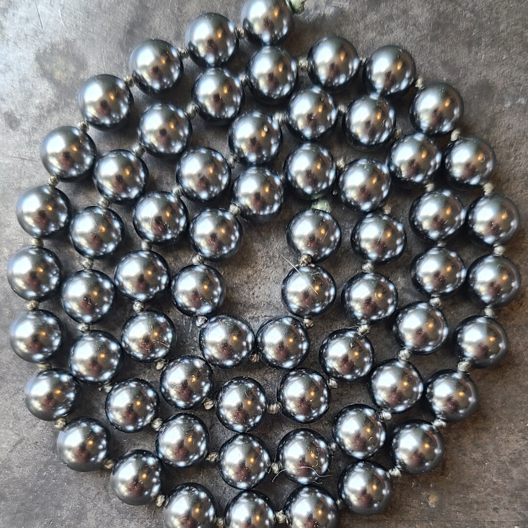 Vintage Strand of Hemotite Japanese Pearl From Haskell Supplier 8mm, 21 ...