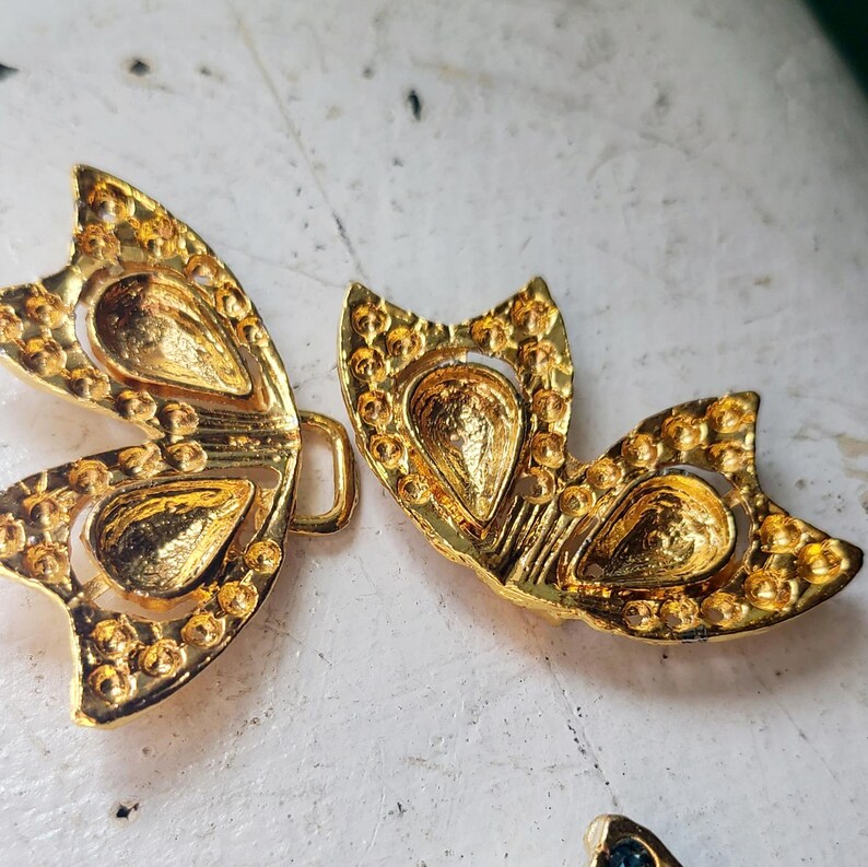 DIY Rhinestone Clasp, Blue Butterfly Double Strand Clasp, Antique ...