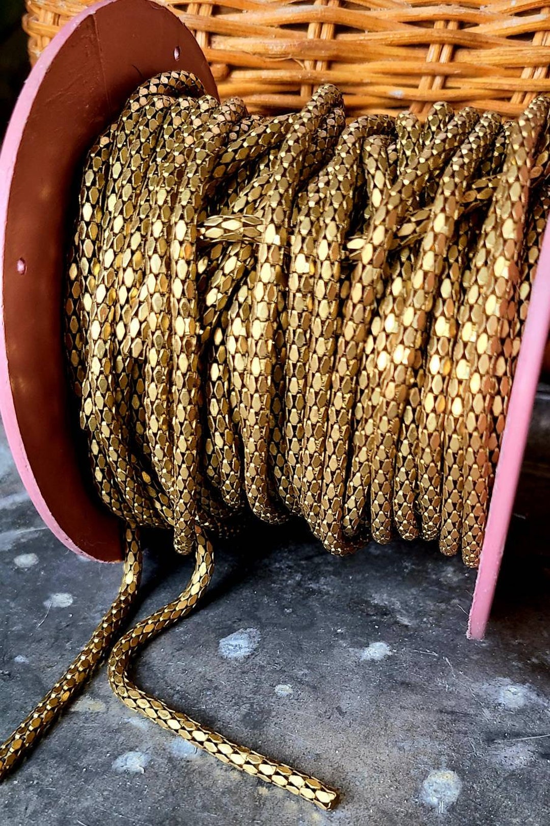 Vintage Brass Snake Chain Mirror Snake Chain Mesh Linked Snake Chain ...