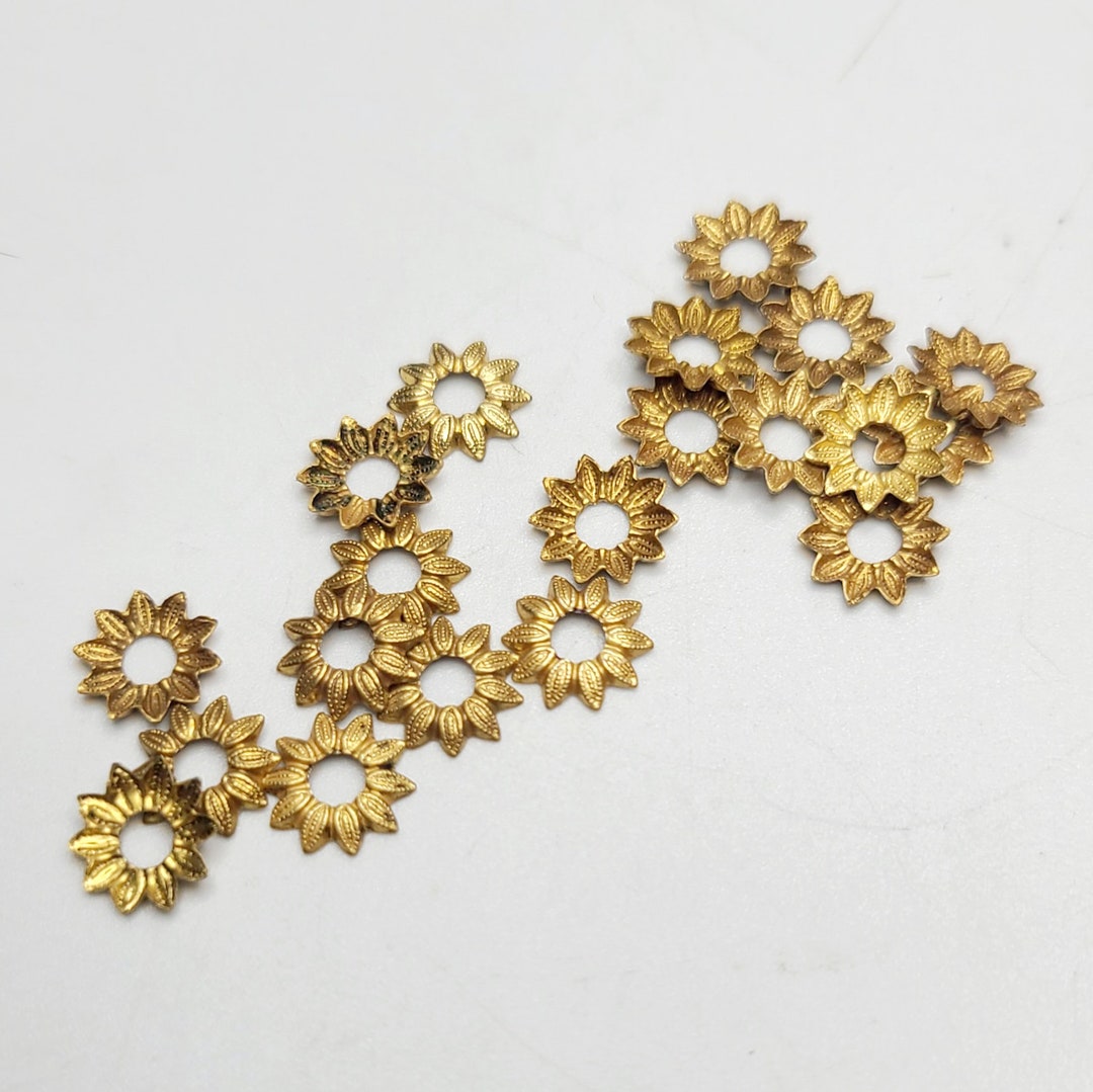 Vintage Gold Plated Spacer Bead Flower Spacer Beads Retro, Heavy Stamp ...