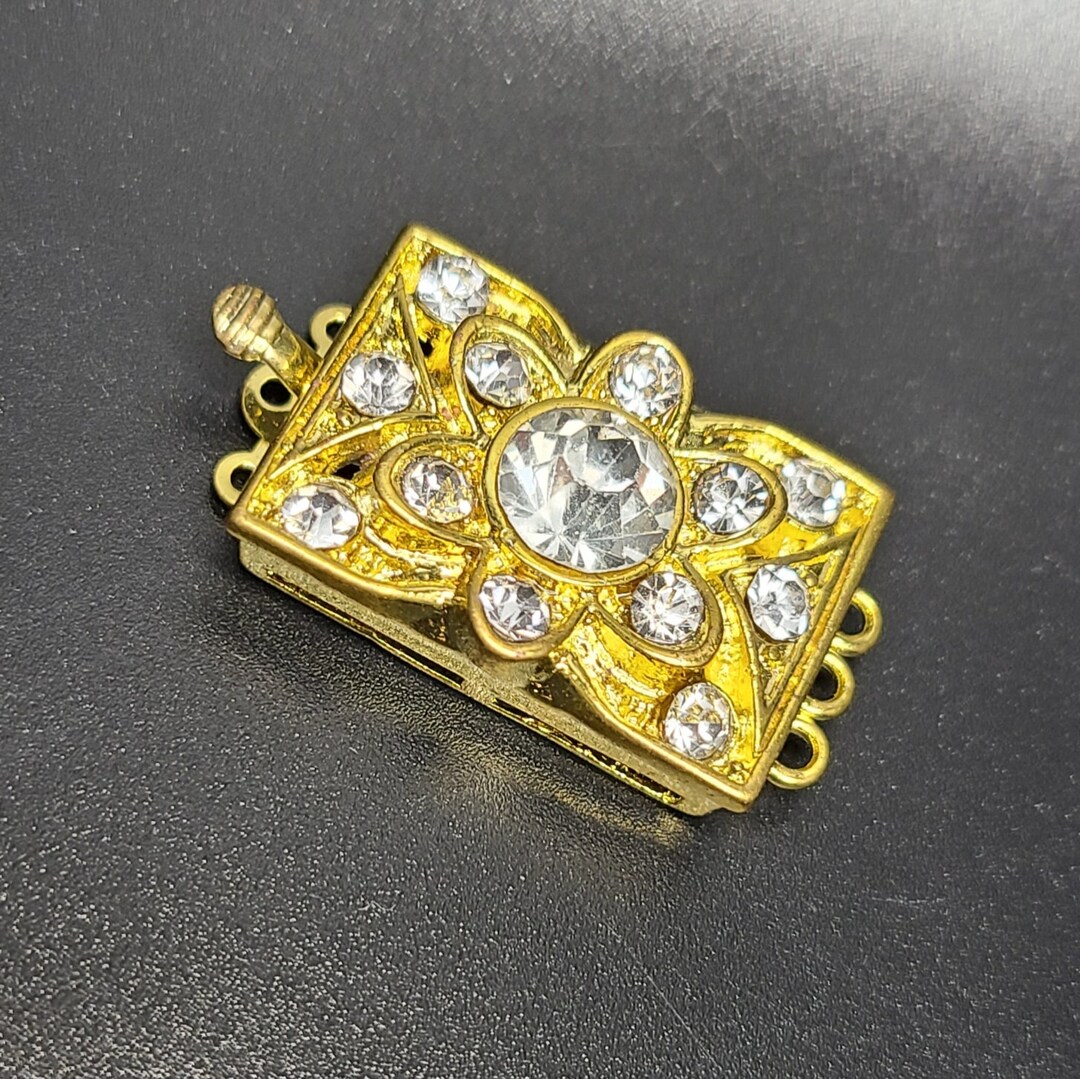 Vintage, Extra Large Rhinestone Paste Box Clasp for Pearls or Beads ...