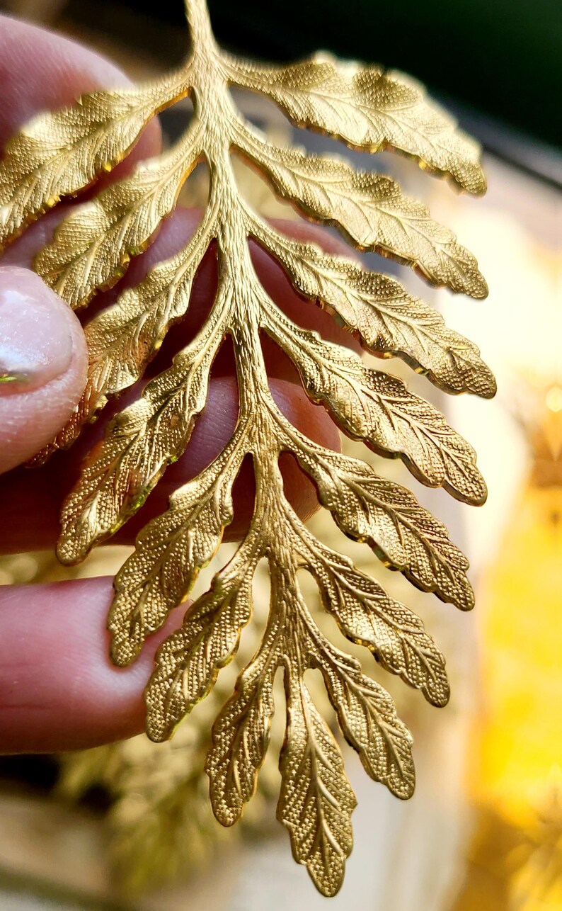 Extra Large, 6" Gold Leaf Stamping, Bracelet, Tiara, Vintage Gold ...