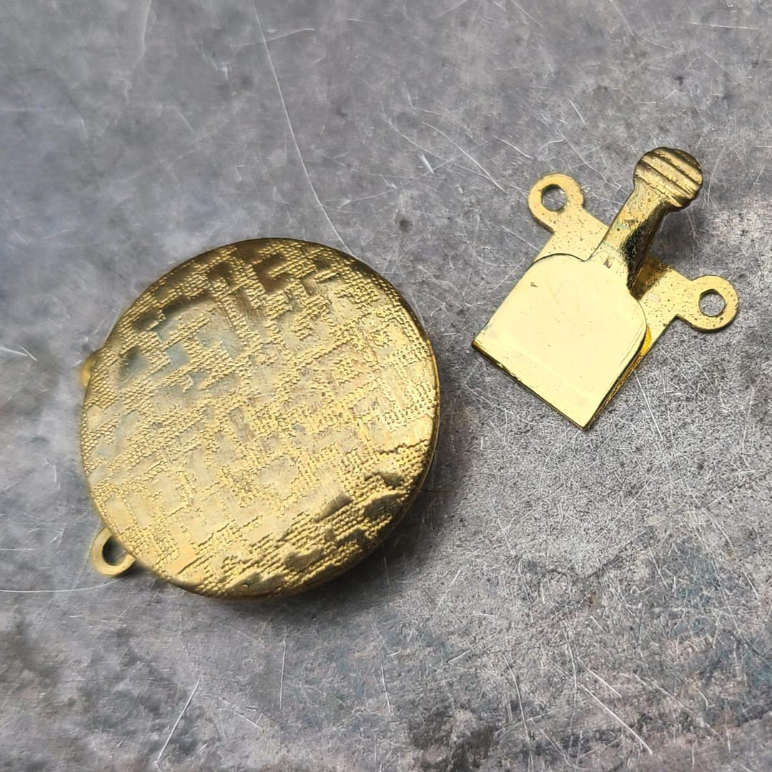 Round Brass Clasp ~ Unsigned ~1960s/70s Style ~ 1/2", Double Strand ...